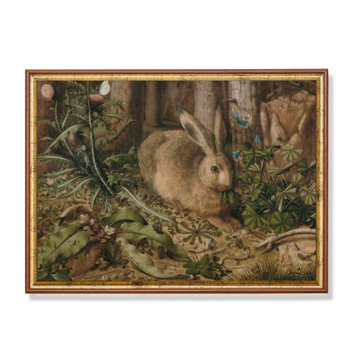 Vintage Rabbit Painting Antique Bunnies Print Digital - Etsy