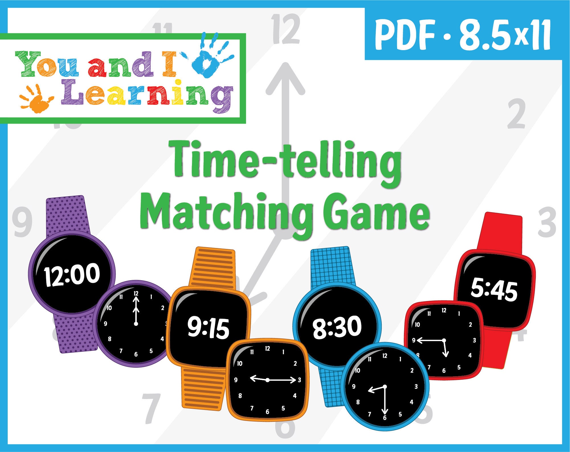 Watch It Digital and Analog Time Matching Game - Etsy
