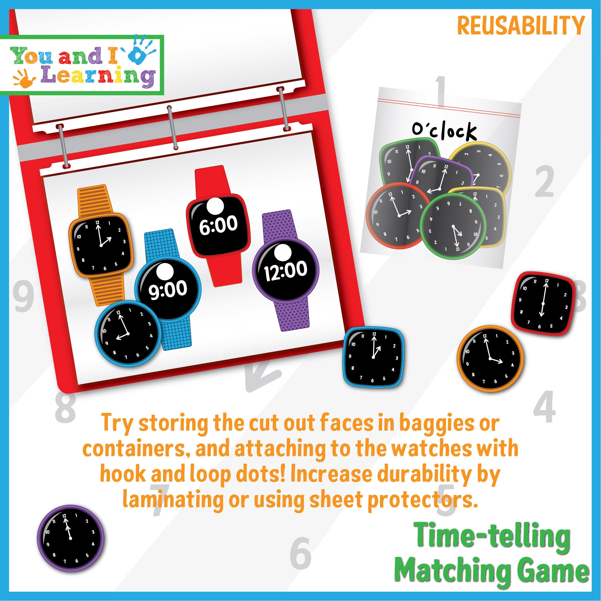 Watch It Digital and Analog Time Matching Game - Etsy
