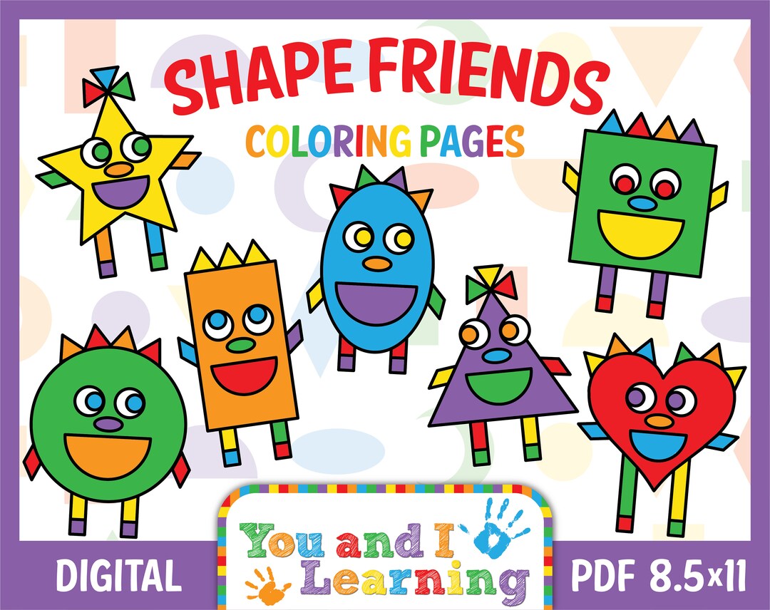 Shape Friends Coloring Pages (PDF Pattern) - Etsy