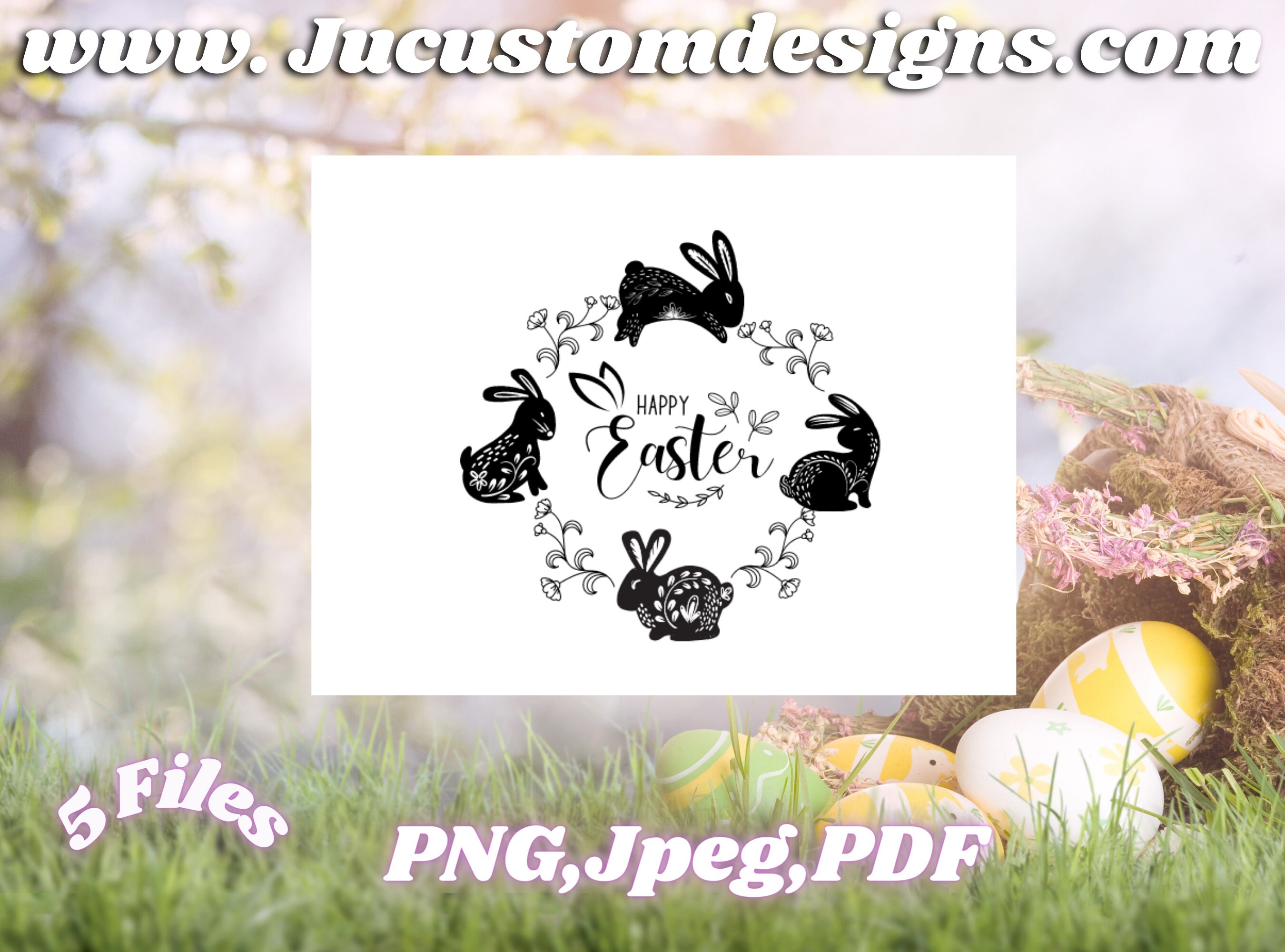 Happy Easter- Silhouette /cute/bunny/easter/ornate - Etsy