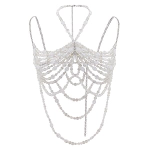 Handmade Boho Crystal Bra Top - White Beaded Festival Wear Bra Jewelry ...