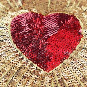 Gold Heart Sequined Applique Patch,paillette Patch,sequins Patch Supplies for Coat,t-shirt ...