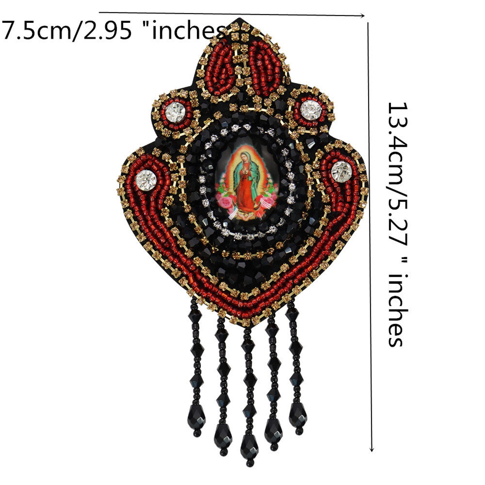 Sacred Heart Patches Lady of Guadalup Applique Mexican Fork Art Patches ...