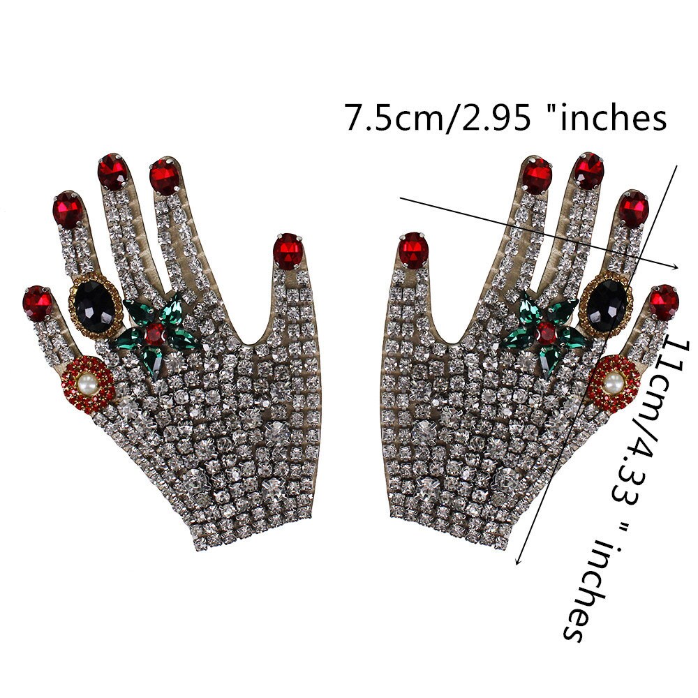 Beaded Rhinestones Applique Hands Diamond Crystal Motifs Badge - Etsy