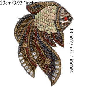 Sequin Fish Patches Indian Wire Handmade Badges Rhinestones Emblem ...