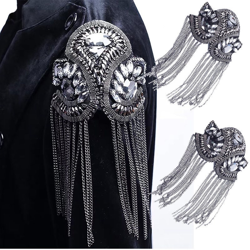 Blazer Shoulder Beaded Tassel Chain Suit Epaulet Punk Fringe Tassel ...