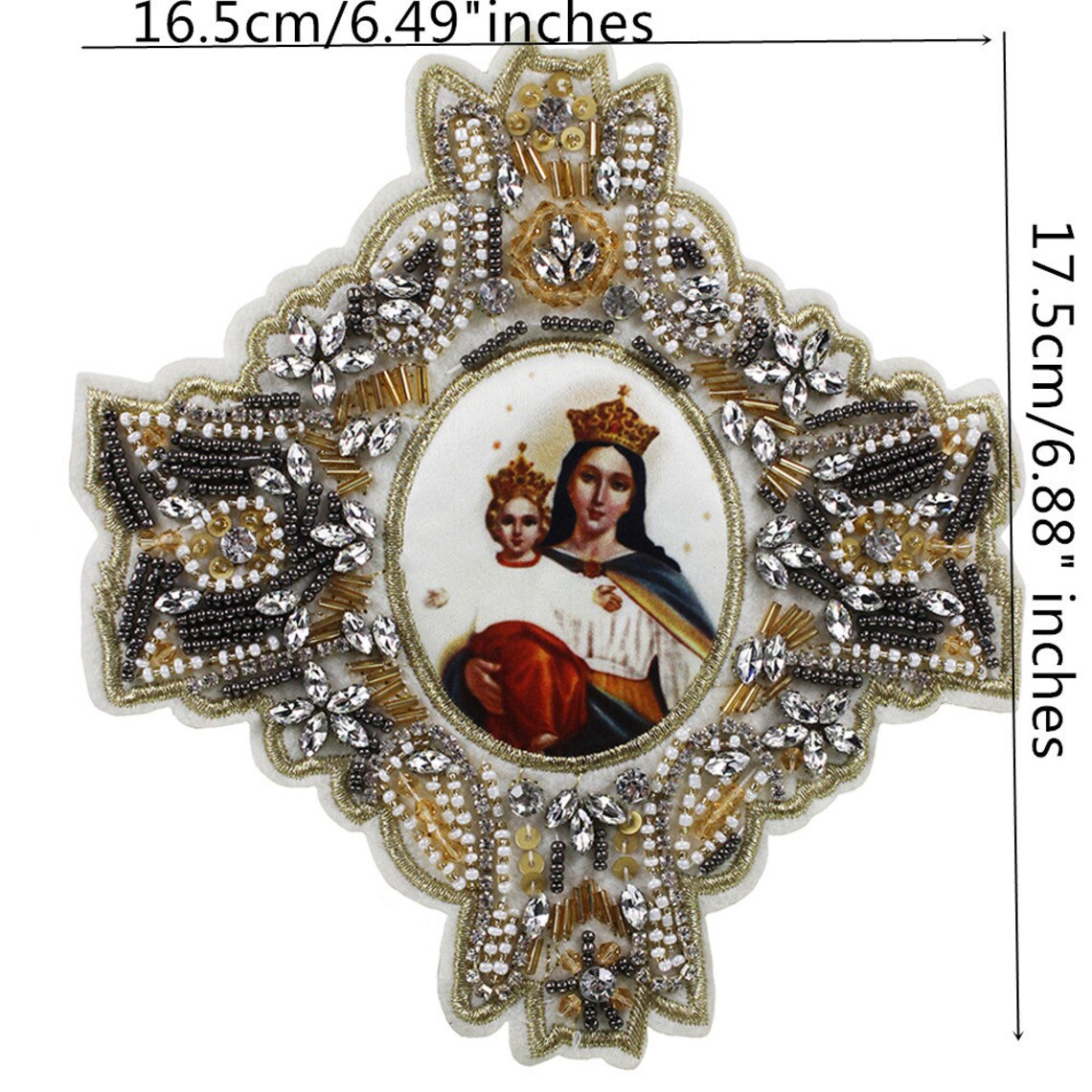 Crystal Beaded Maria Applique Badge Applique Rhinestone Motifs Fabric ...