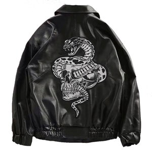 Large Snake Skull Embroidery Applique Patches Iron on Motorcycle Racing ...