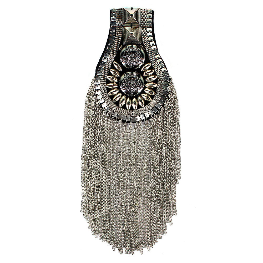 Handmade Fashion Tassel Chain Shoulder Board Badges Beads Patch Metal ...
