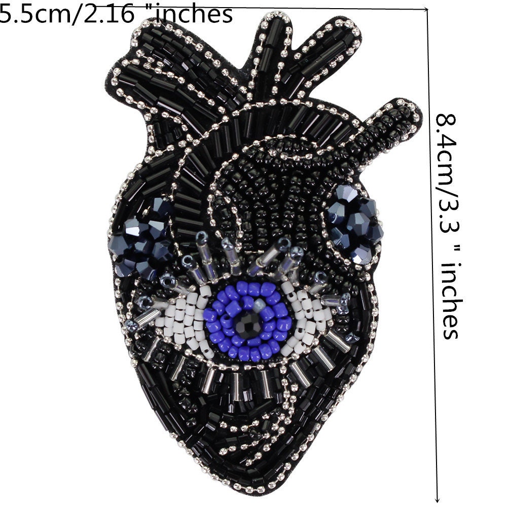 Heart Embroidery Rhinestone Sequined Applique Patch,beaded Heart Patch ...