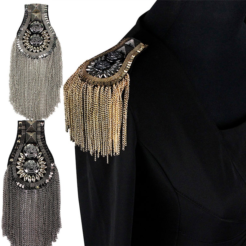 Handmade Fashion Tassel Chain Shoulder Board Badges Beads Patch Metal ...