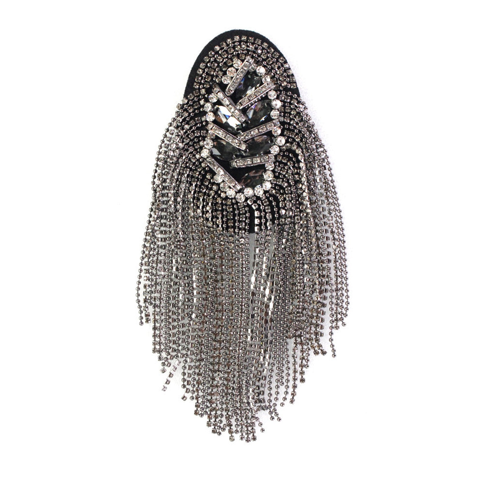 Beaded Crystal Shoulder Patches Motifs Fringe Tassel Epaulets - Etsy