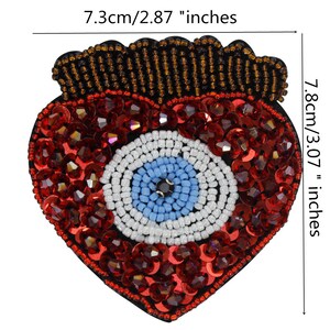 Beaded Milagro Heart Patches Sacred Heart Applique Evil Eyes Patches ...