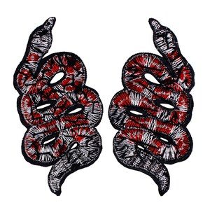 Snake Patches Beaded Snake Pair Badges Rhinestones Applique Sew on ...