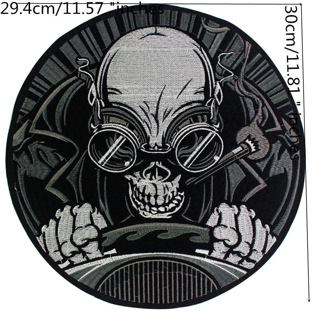 Racing Car Driver Skull Embroidery Patches Iron on Jacket Back Patches ...