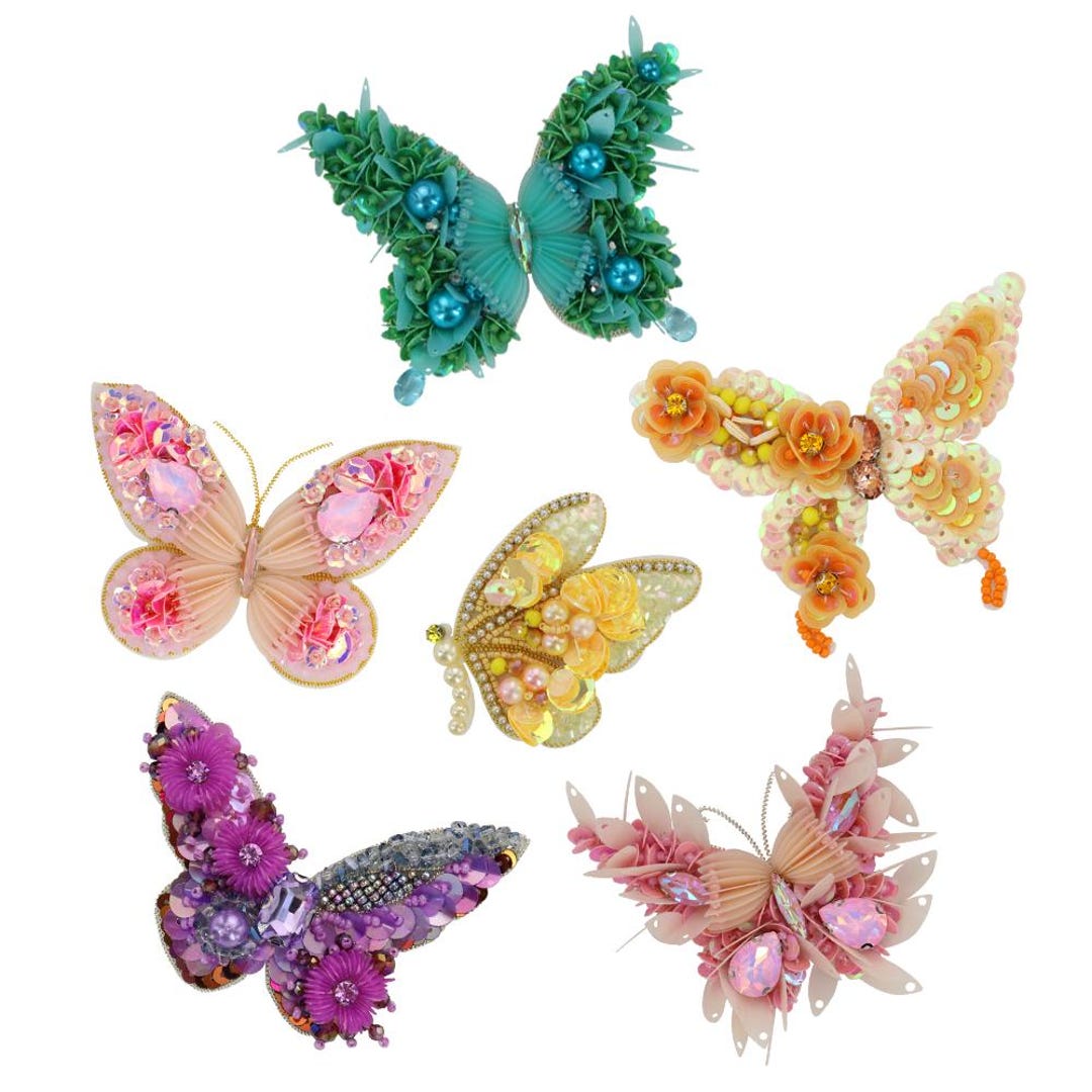 Sequin Butterfly Patches Beaded Rhinestones Insect Patches Handmade 3D ...