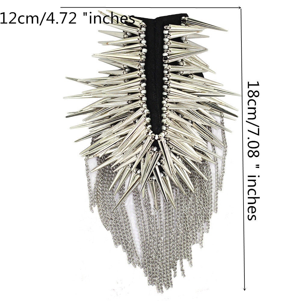 Beaded Pumk Rivet Shoulder Patches Motifs Fringe Epaulets for - Etsy