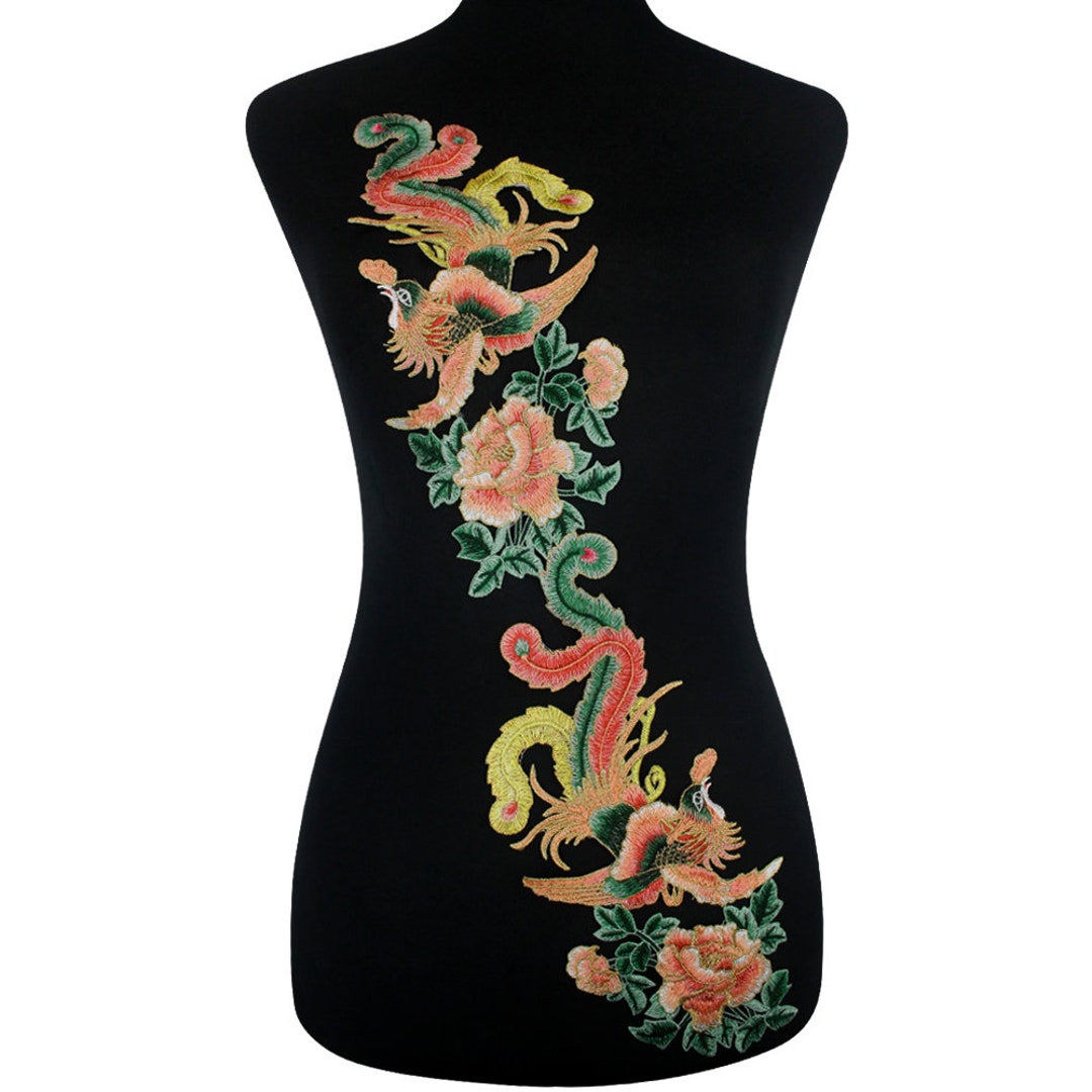 Long Phoenix Flower Patches Sew on Embroidered Phoenix Patches Art ...