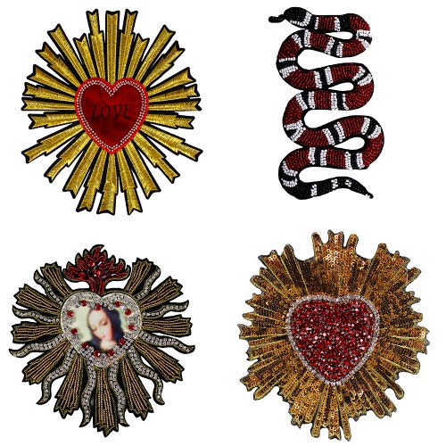 Snake Patches Beaded Flower Snake Badges Applique Motif Sew on - Etsy