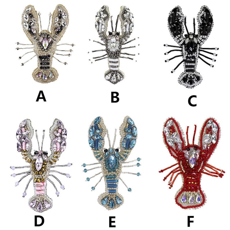 Handmade Lobster Beaded Patches Sew on Rhinestones Applique | Etsy