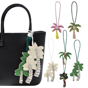 Beaded Patch Charm Bead Palm Tree Hanging Charm Bag Charm Rhinestones ...