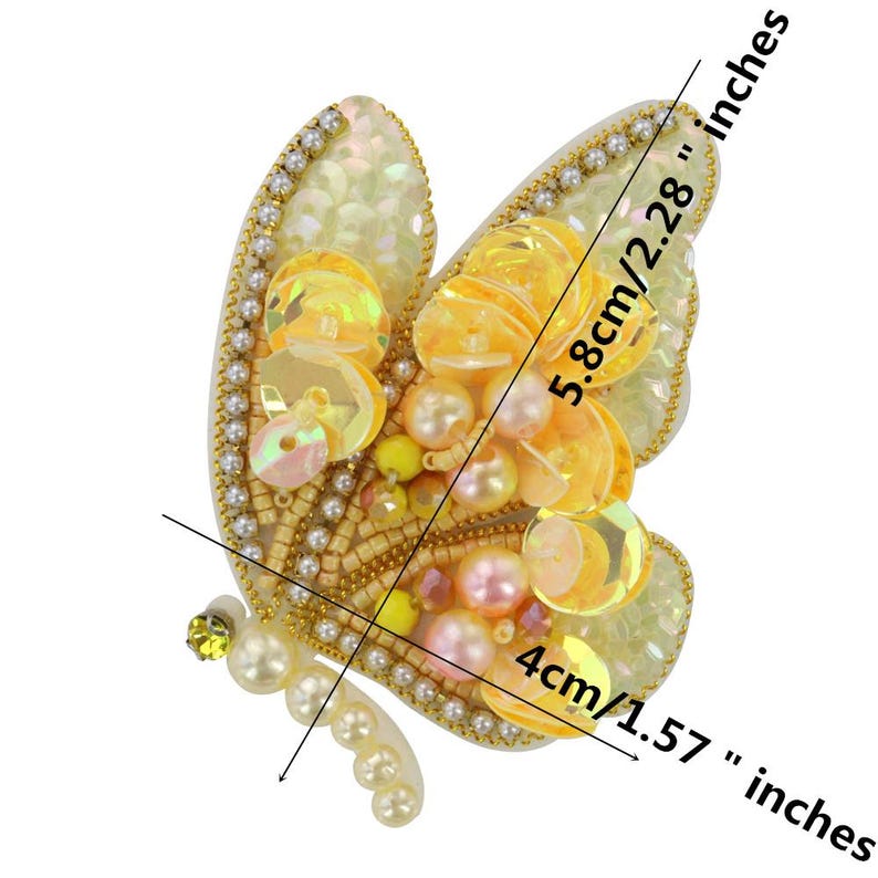 Sequin Butterfly Patches Beaded Rhinestones Insect Patches Handmade 3D ...