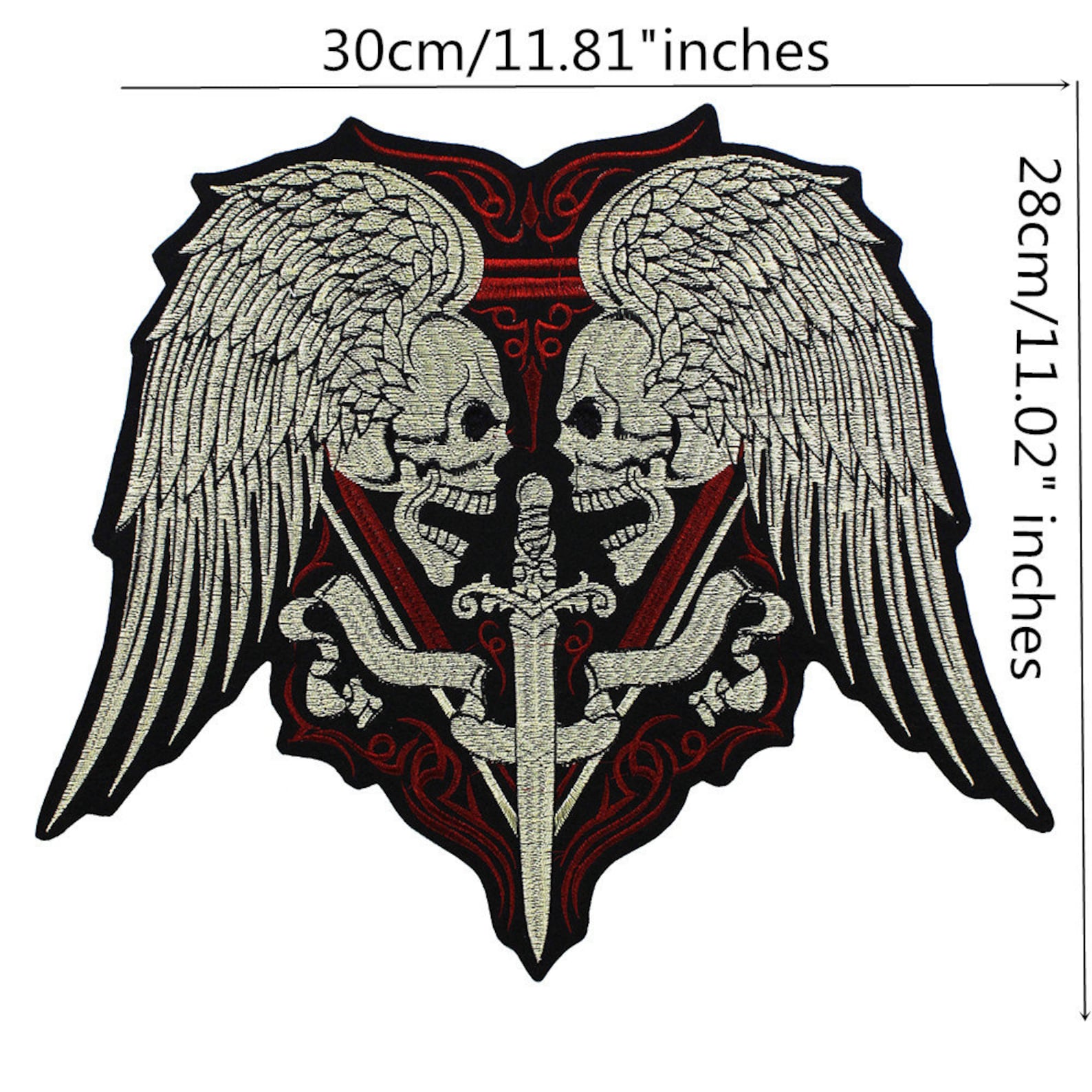 Large Embroidery Skull Wings Sword Patches Iron on Motorcycle | Etsy
