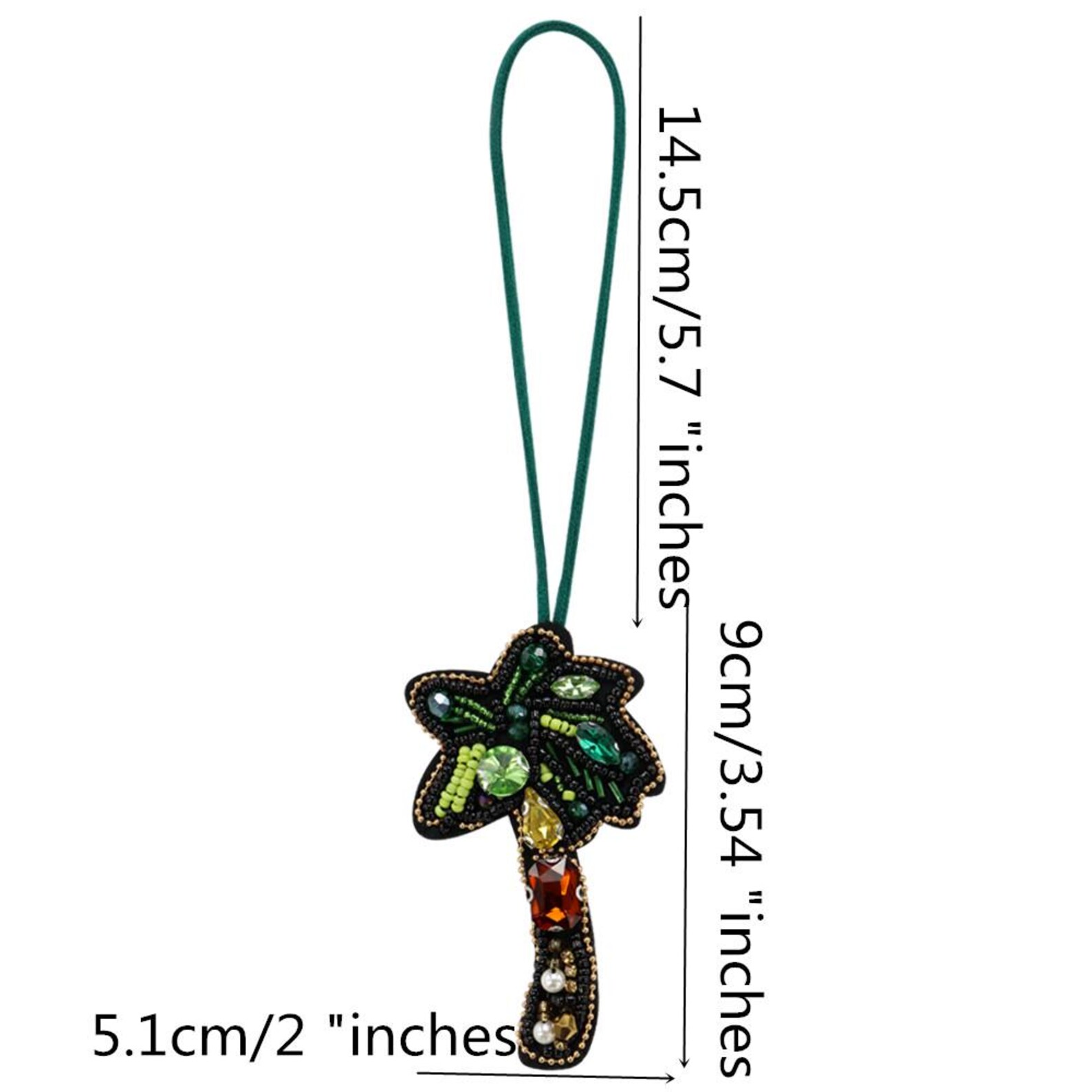 Beaded Patch Charm Bead Palm Tree Hanging Charm Bag Charm Rhinestones ...