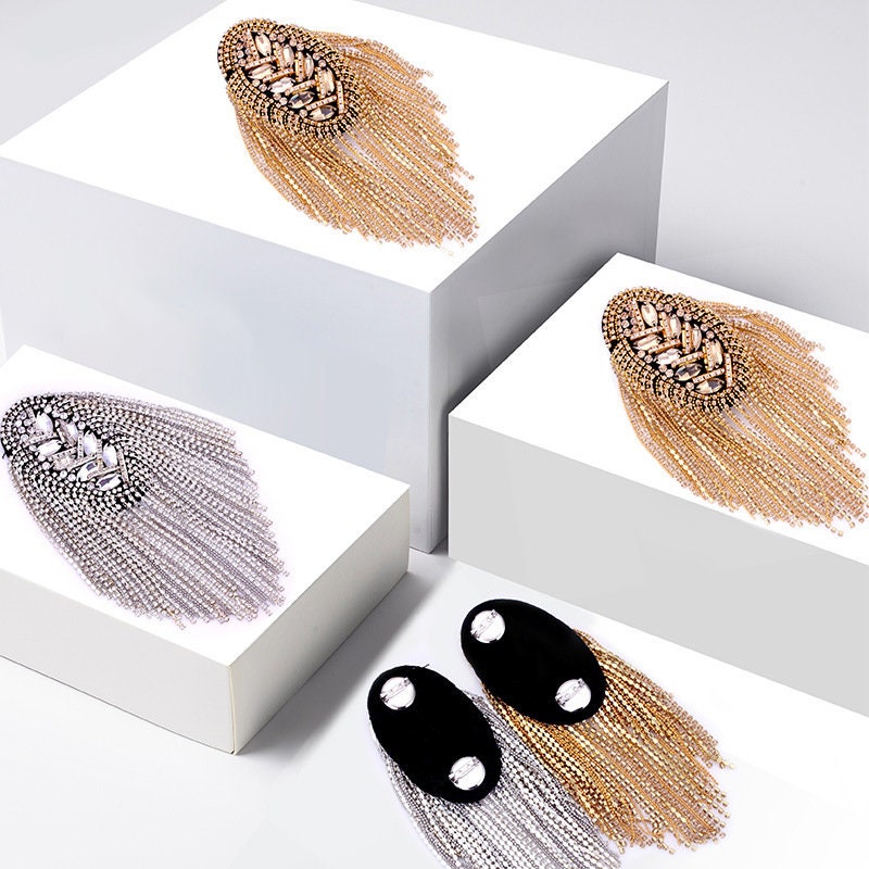 Beaded Crystal Shoulder Patches Motifs Fringe Tassel Epaulets - Etsy