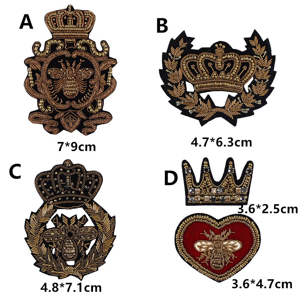 Beaded Crystal Crown Bee Heart Badges Luxury Indian Silk - Etsy