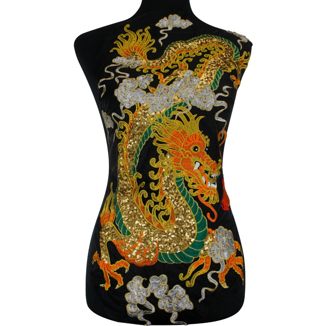 Large Dragon Patches Sequin Power Dragon Applique Embroidery Patches ...