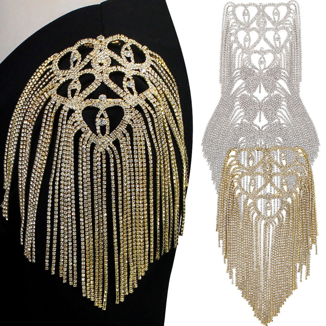 Crystal Butterfly Tassel Epaulettes Shoulder Crystal Chain Fringe ...