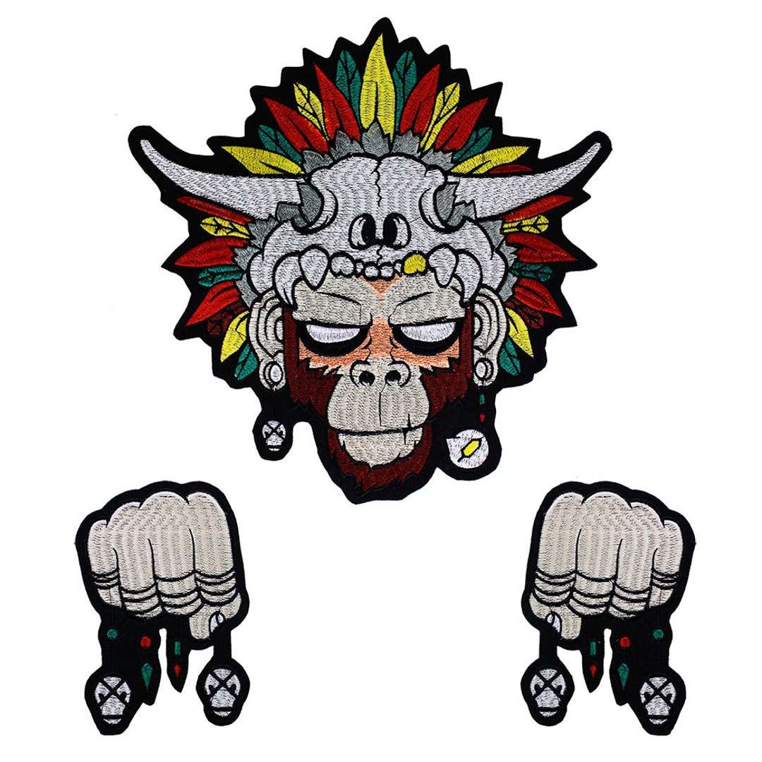 Embroidery Ethnic Monkey Fist Patches Iron on Stickers Applique for ...
