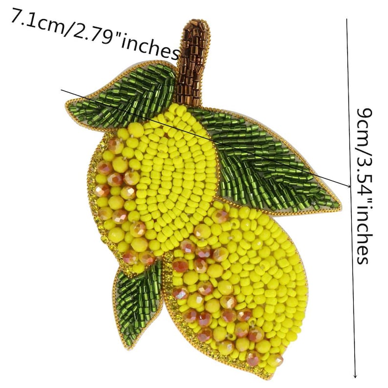 Beaded Fruit Patches Beaded Apple Patch Sew on DIY Lemon Badges ...