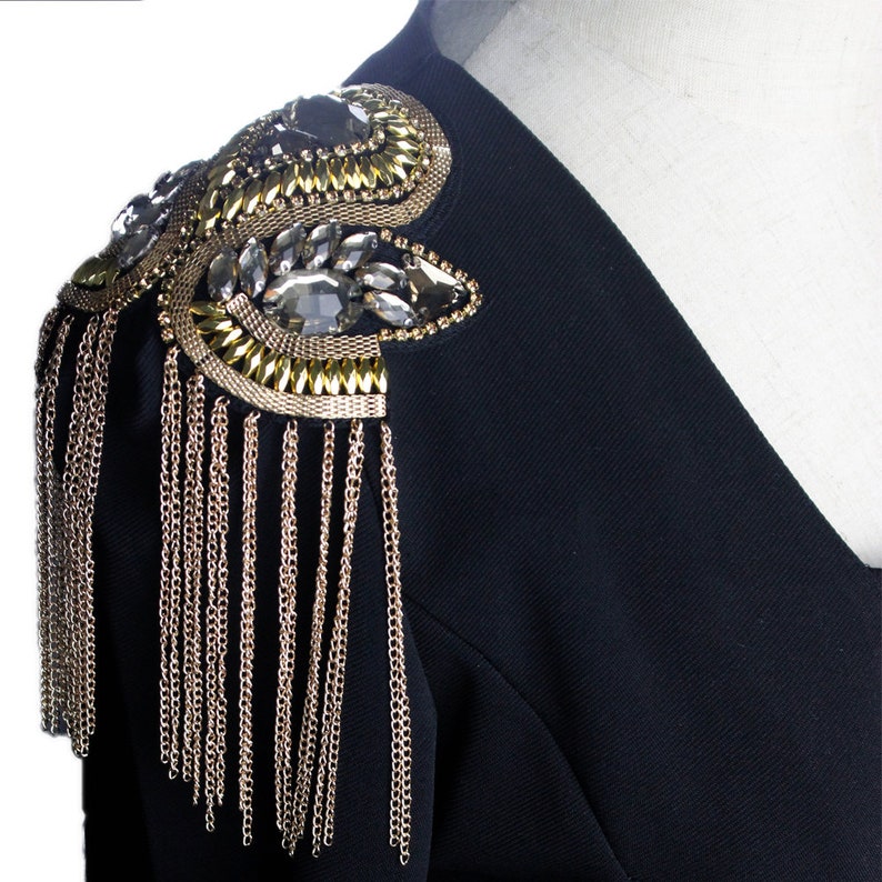 Blazer Shoulder Beaded Tassel Chain Suit Epaulet Punk Fringe - Etsy