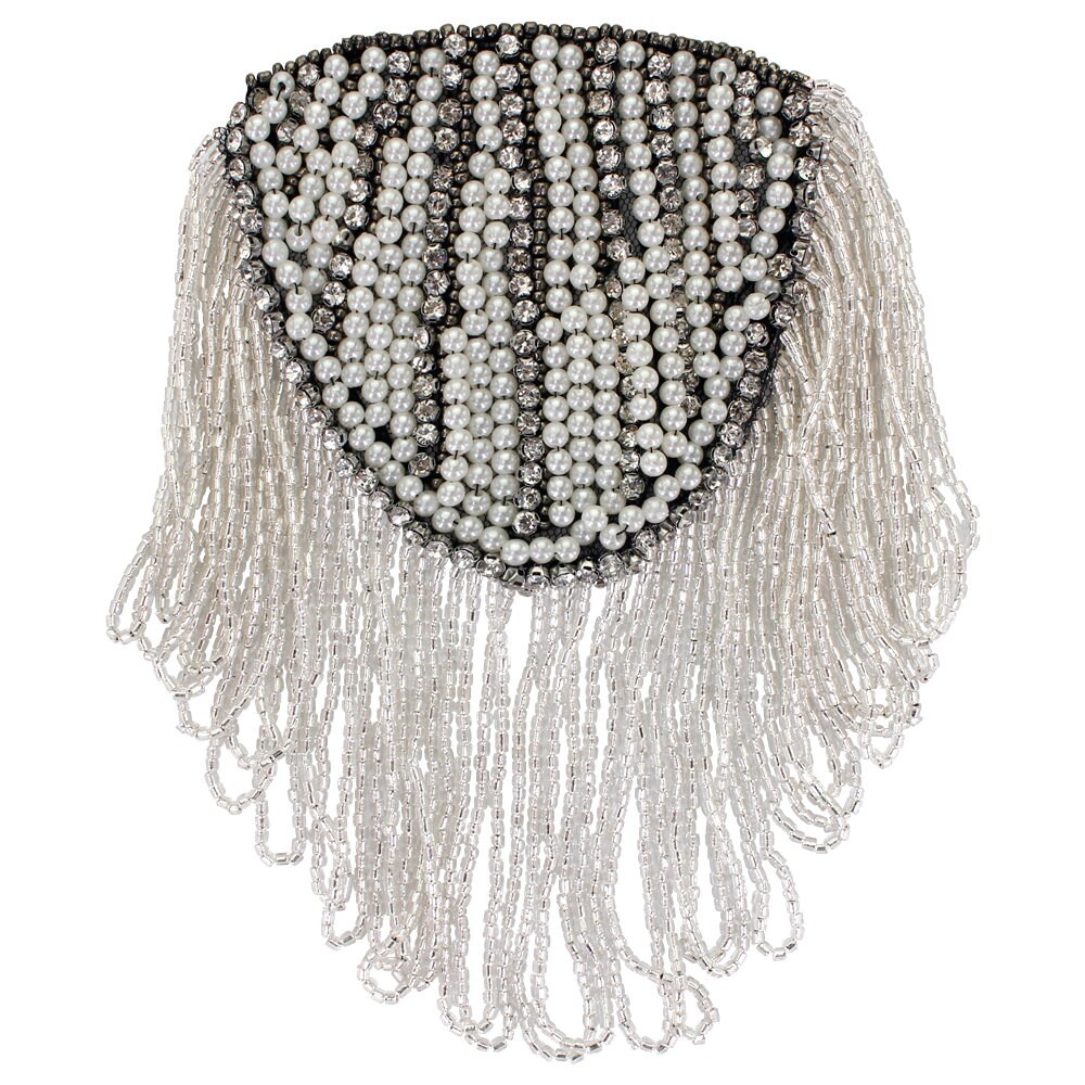 Beaded Crystal Suit Shoulder Pearls Beading Tassel Epaulet Epaulette ...