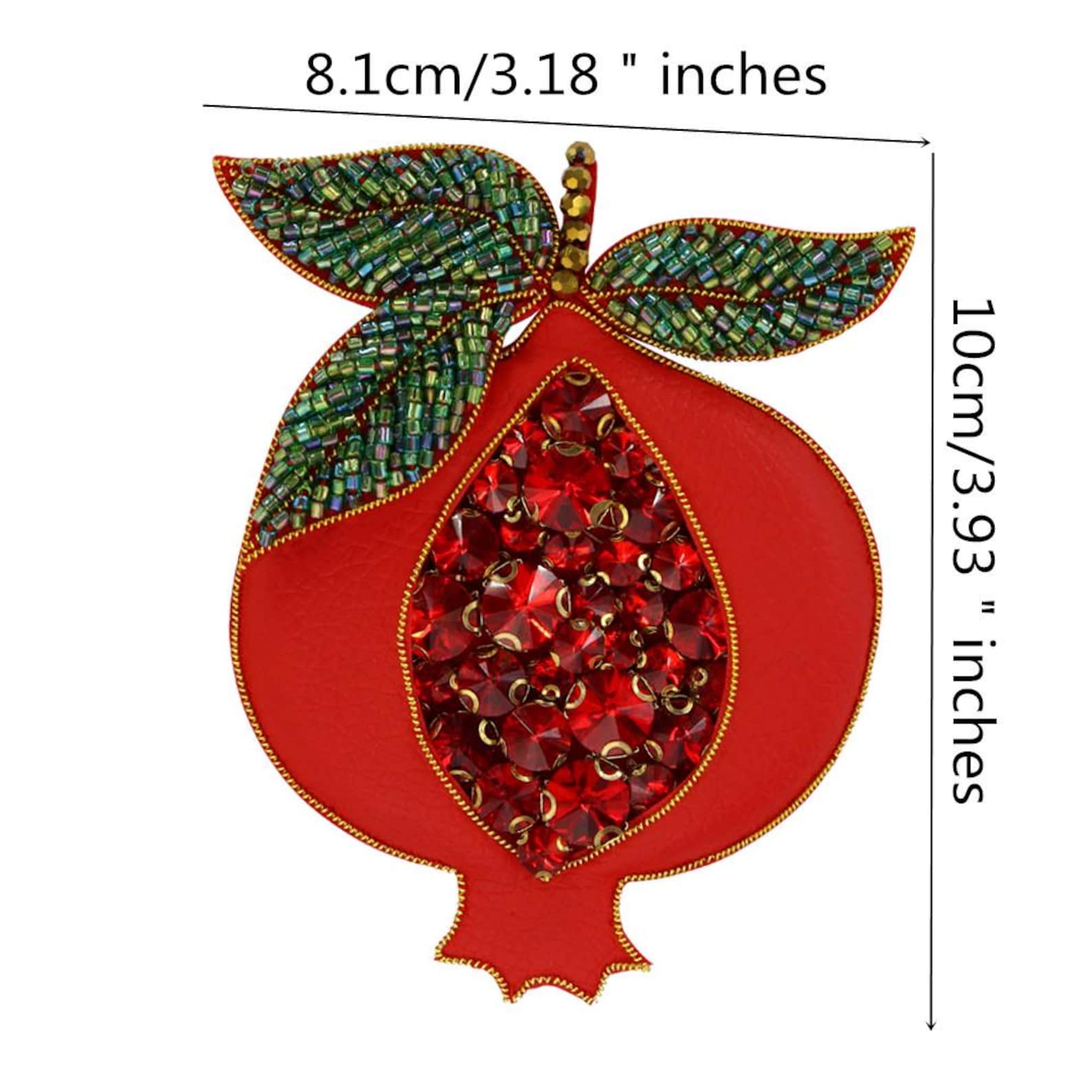 Beaded Pomegranate Patches Rhinestones Fruit Fabric Patch Crystal ...