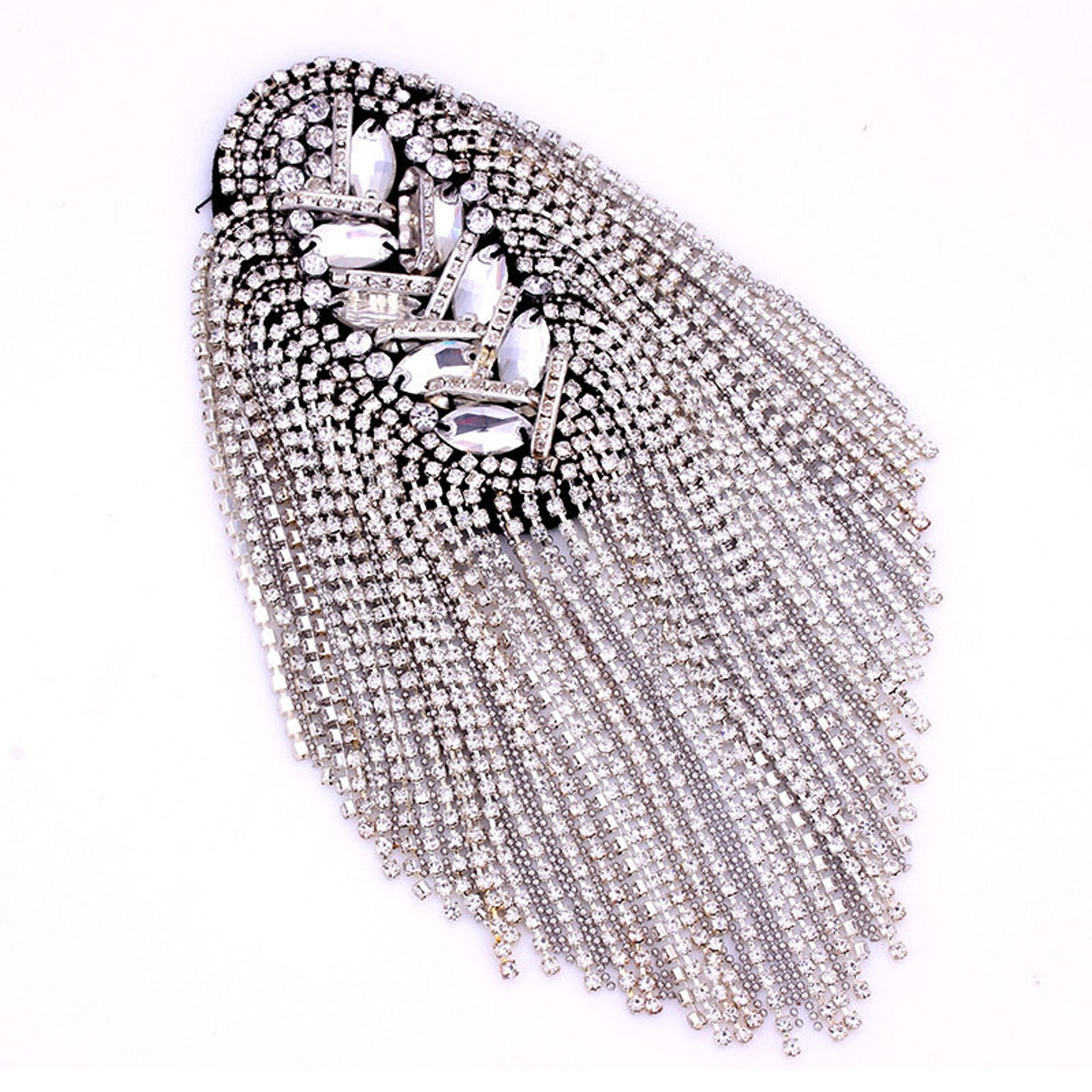 Beaded Crystal Shoulder Patches Motifs Fringe Tassel Epaulets - Etsy
