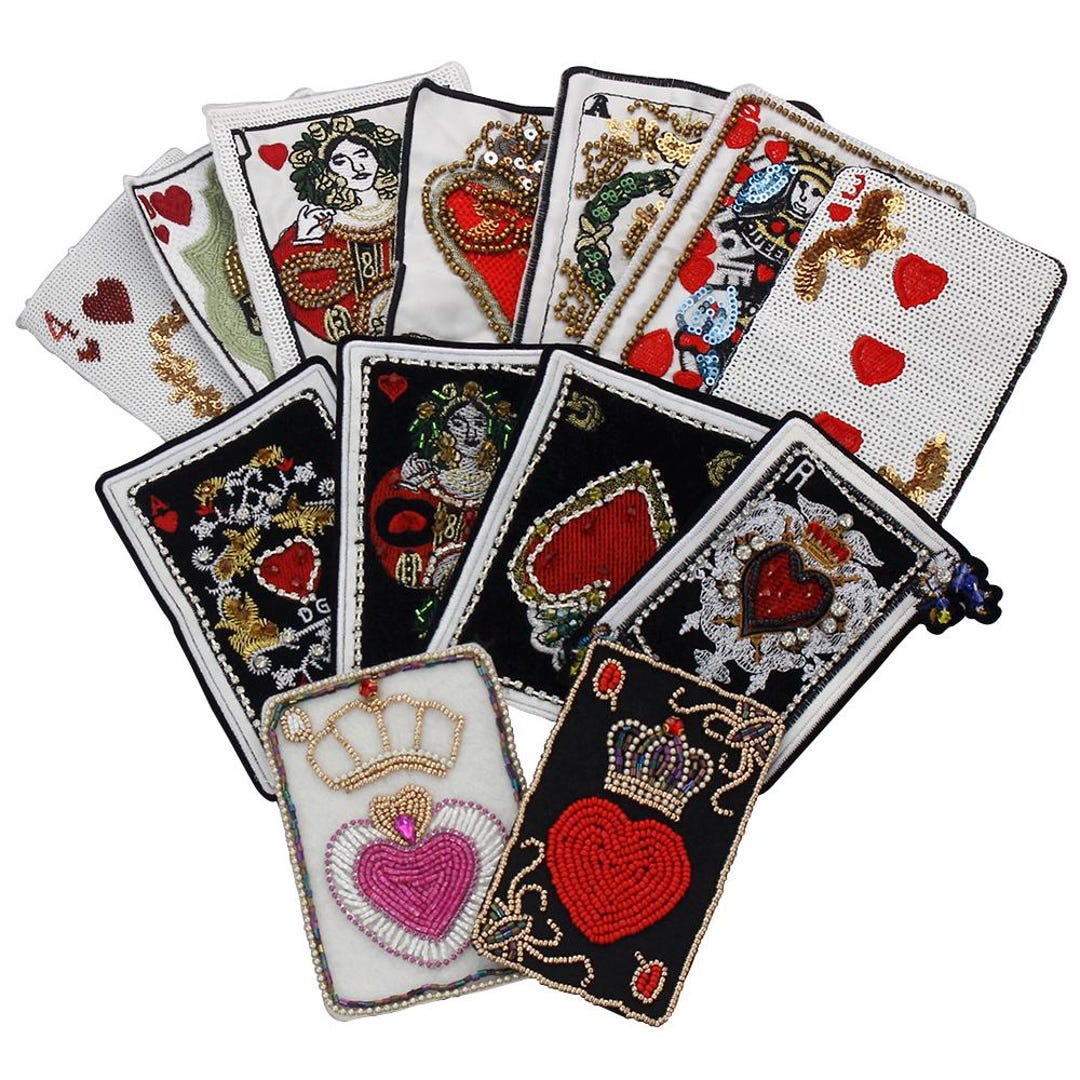 Handmade Beaded Playing Cards Applique, Boho Patch Playing Card Sign ...