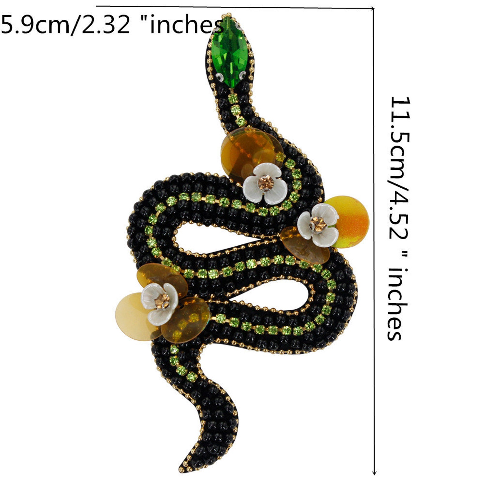 Snake Patches Beaded Flower Snake Badges Applique Motif Sew on - Etsy
