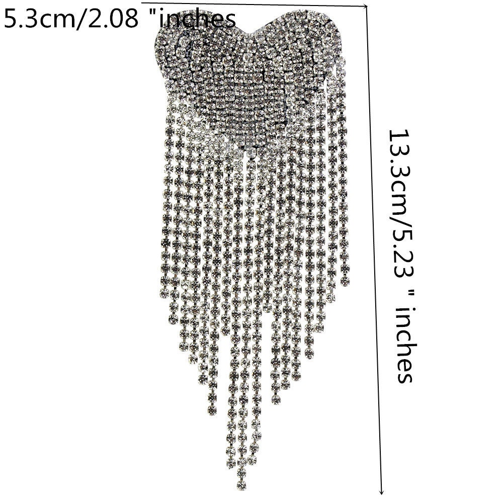 Heart Design Badges Beaded Crystal Motifs Fringe Patches | Etsy