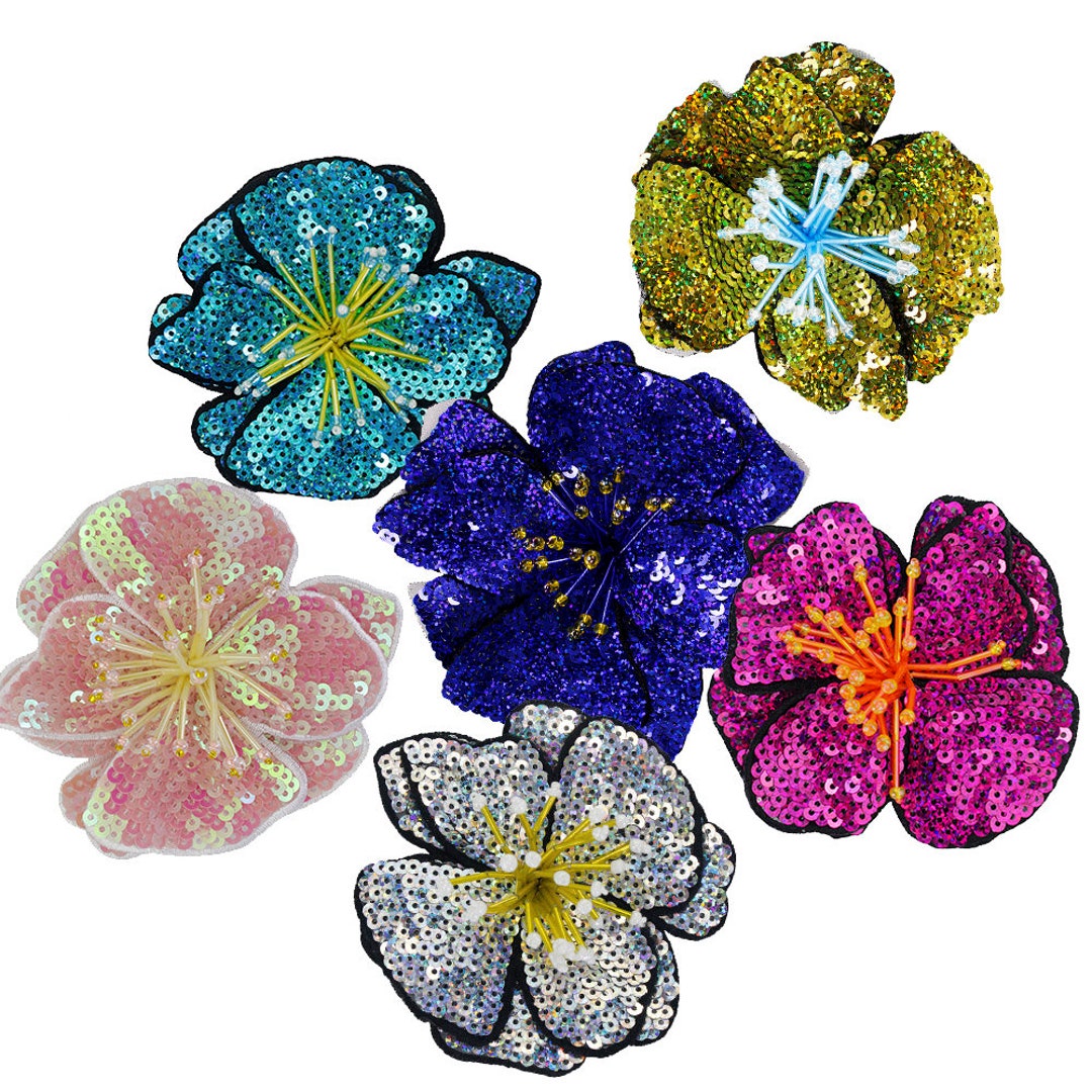 Sequin Flower Patch, 3D Flower Patches, Floral Patch, Beaded Flower ...