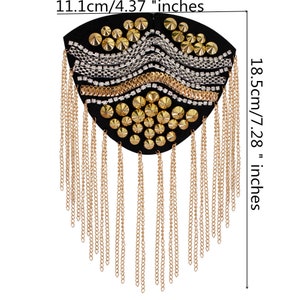 Tassel Epaulettes Shoulder Metal Chain Fringe Shoulder Badge Punk ...