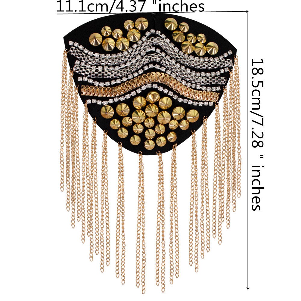 Tassel Epaulettes Shoulder Metal Chain Fringe Shoulder Badge Punk ...
