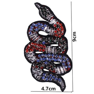 Snake Patches Beaded Snake Pair Badges Rhinestones Applique Sew on ...