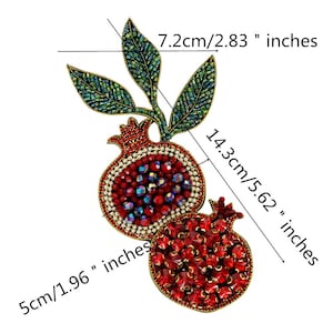 Beaded Pomegranate Patches Rhinestones Fruit Fabric Patch Crystal ...