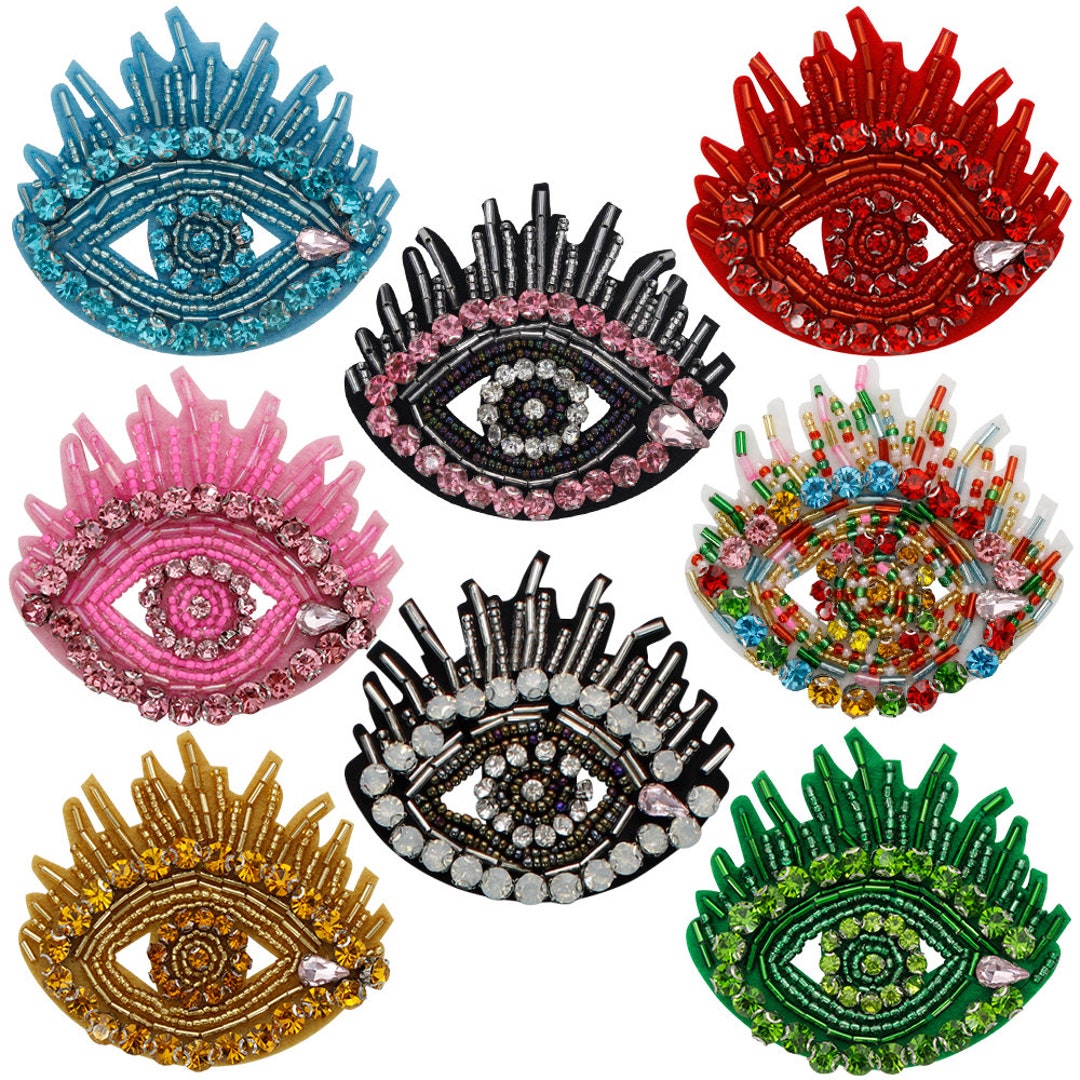 Handmade Eyelashes Eyes Patches Crystal Eyes Charm Badges Beaded ...
