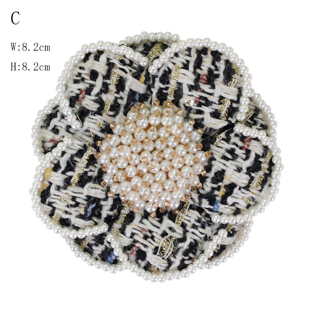 Camellia Applique 3D Flower Patch Beaded Floral Badges for Brooches ...