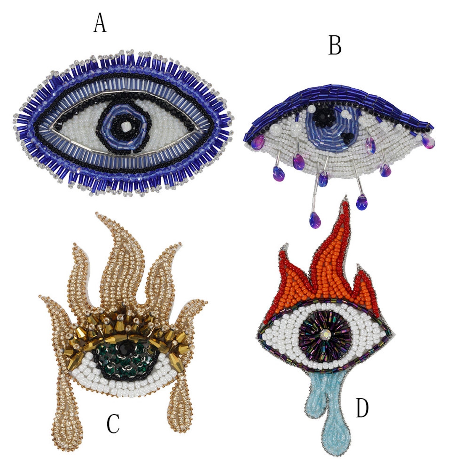 Evil Eye Patches Evil Eye Charm Badges Beaded Crystal Applique Sew on ...
